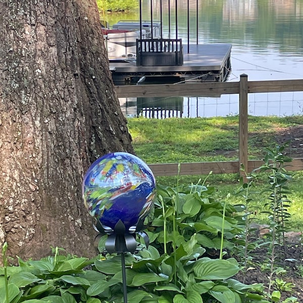 Circus Blue Gazing Ball, Glass, 12 Inch Diameter - Etsy