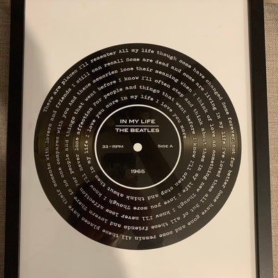 Custom Vinyl Print Vinyl Record Art Personalized Song Lyrics Wall Art ...