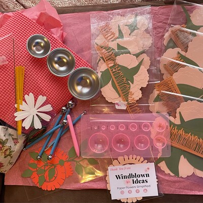Deluxe Paper Flower Tool Kit With 3 Paper Flower Kits Peony, Rose ...
