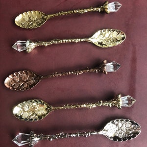 5 Fairy Crystal Teaspoons. OOPS Small Defects Vintage Mini Decorative ...