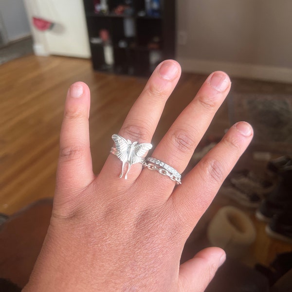 Luna Moth Ring, Moth Ring, Sterling Silver Ring, Silver Moth Ring, Luna ...