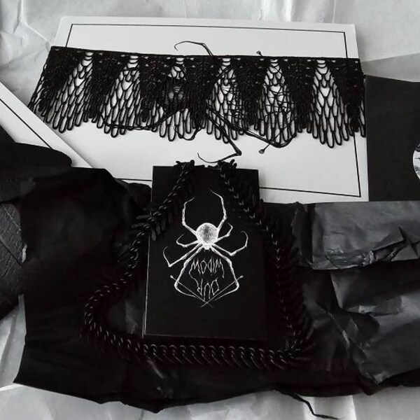 Grand Luna Moth Choker Collar - Goth Faux Vegan Leather Black Bowtie ...