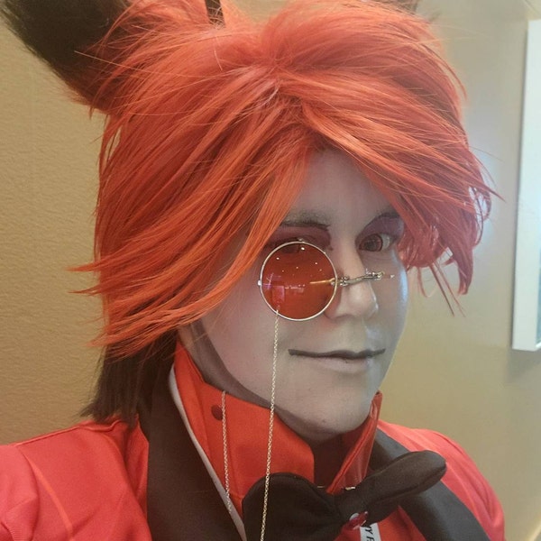 Red Lens Glasses for Women, Vampire Aesthetic Monocle for Men, Gothic ...