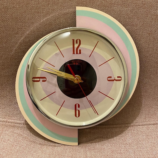 Color Etched Spinning Meteor Clock, Pastel Pink Green Cream Decor ...