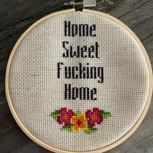 Middle Finger Cross Stitch, Middle Finger Needlepoint, Funny Hoop Art ...