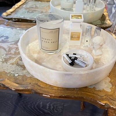 Egyptian White Alabaster Trays, ALABASTER ROUND TRAY, Natural One Piece ...