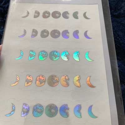 Large Moon Phases Stickers, Holographic Moons, Clear Stickers, Phases ...