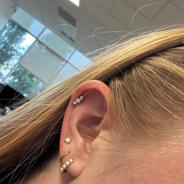 Titanium Flower Vertical Dangle Hidden Helix Chain Piercing, Threaded ...