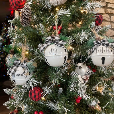 Black and White Buffalo Plaid Farmhouse Bell Ornament - Etsy