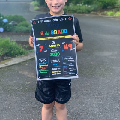 SPANISH Carteles De Primer Dia De Escuela Easy DIY Canva Printable ...