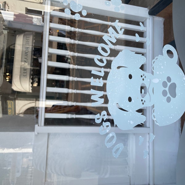 Dogs Welcome Window Stickers Pet Friendly Sign Waterproof Self Adhesive ...