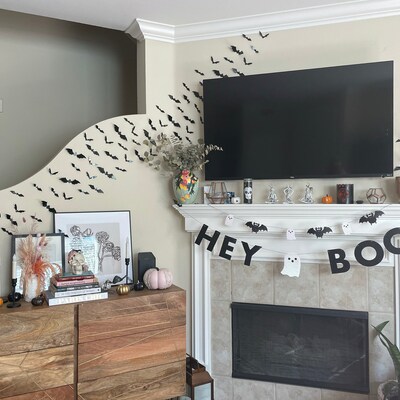 Hey Boo Banner, Halloween Glitter Garland, Halloween Banner, Halloween ...
