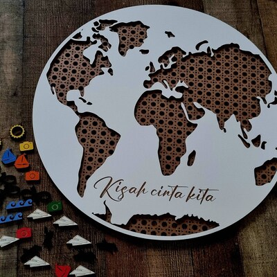Laser Cut File Rattan Map Rattan World Map Adventure Map Boho Map ...
