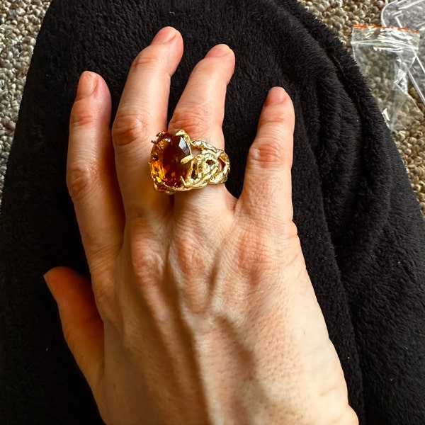A Silver Ring With Imperial Topaz and Chrysolite - Etsy