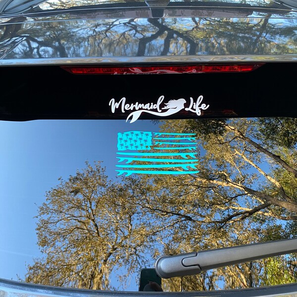 Surfboard Flag Decal, Surfs Up, Surfboard Sticker, Beachy Car Decal ...