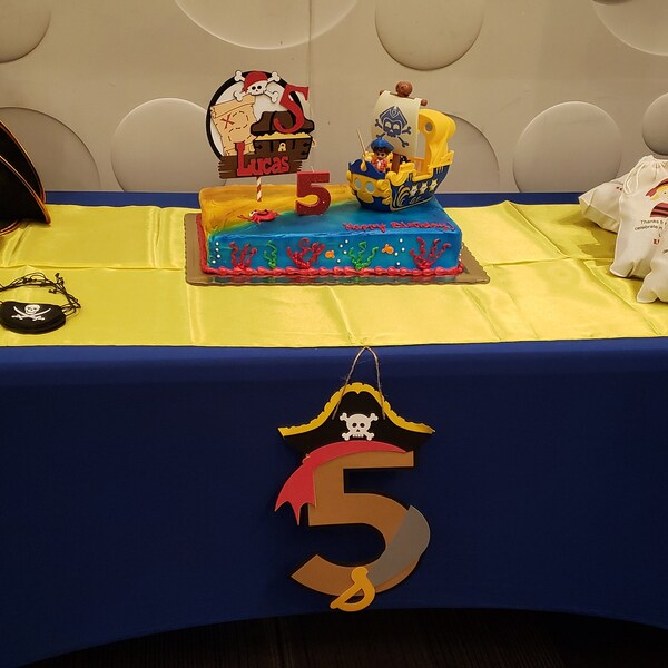 Pirate Party Sign - Pirate Theme Birthday Party Door Hanger - Child Age ...