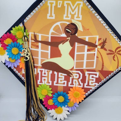 Grad Cap Topper Princess and the Frog Grad Cap I'm There Decorated Grad ...