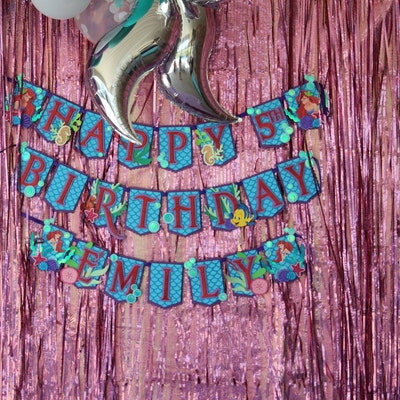 The Little Mermaid Birthday Banner/ Ariel Banner - Etsy
