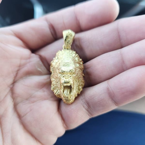 14k Gorilla Pendant , Solid Gold Gorilla Head Men's Charm, 14k Gold ...