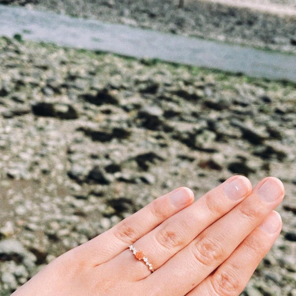 Dainty Sunstone Promise Ring for Her, Sterling Silver Sunstone ...