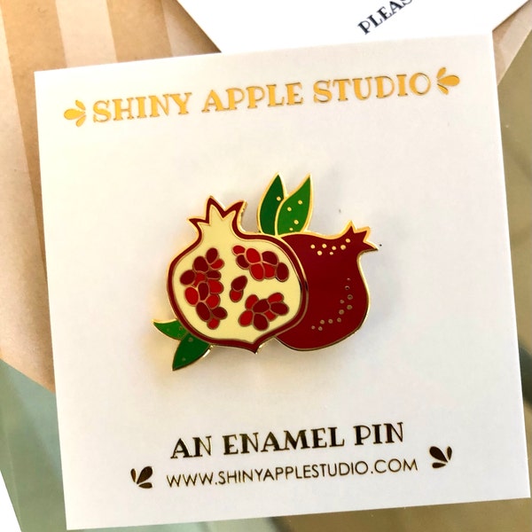 Pomegranate Enamel Pin - Fruit Lapel Pin // Hard Enamel Pin, Cloisonné ...
