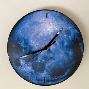 Blue Moon Moon Wall Clock Room Decor Wall Clock Unique Wall Decor Gift ...