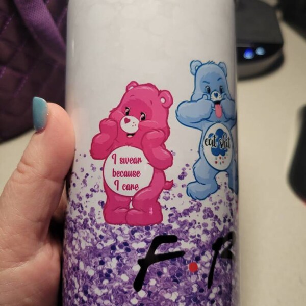 20oz. Tumbler, Middle Finger Bear With Straw and Lid, Hot or Cold ...