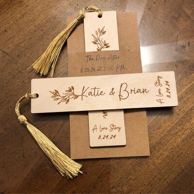 Personalized Bookmark Wedding Favors, Wood Engraved Bookmark, Bulk ...