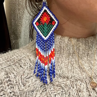 Handmade Mexican Jewelry Set Huichol Art Beaded - Etsy