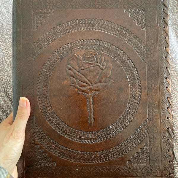 Lotus Flower Gold Embossed Leather Journal Writing Notebook Office ...