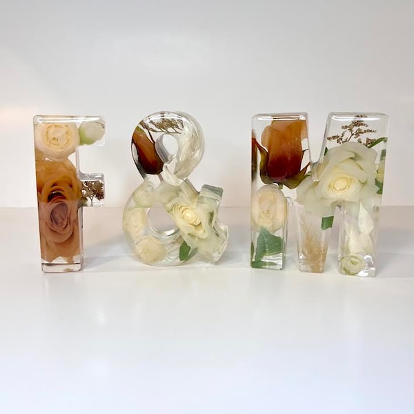 Custom, Resin, Art, 4.5” Letters, Alphabet, Preserved Flowers, Flowers ...