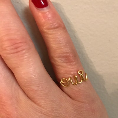 Gold OUI Ring, French Word Wire Adjustable Band Ring, Yes I Do Jewelry ...