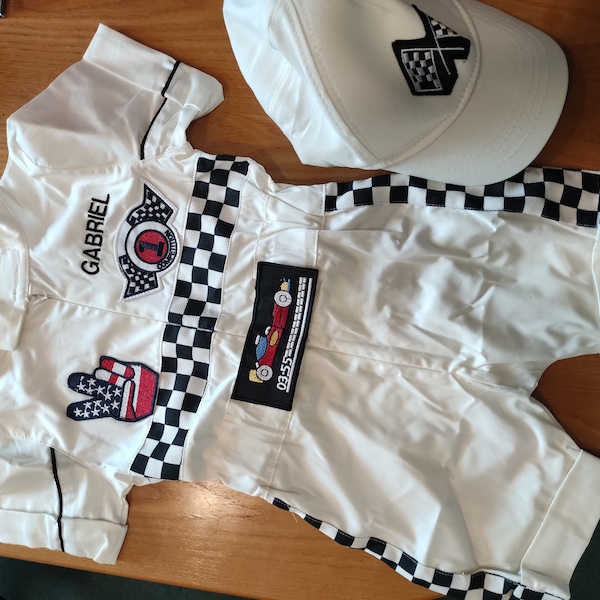 Personalized Baby White Racer Shorts-long Jumpsuittwo Fast Racer ...