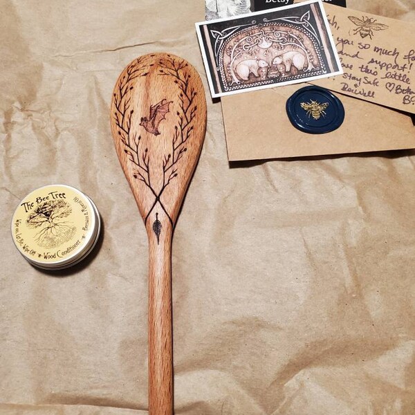 Kitchen Witch Spoons - Woodburned by Hand - MADE TO ORDER | Black Cat ...