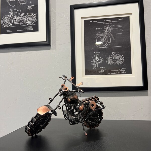 Handmade Scrap Metal Motorcycle Model: Copper Finish Biker Decor - Etsy