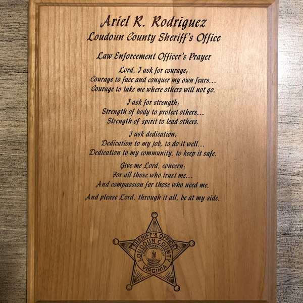 Personalized Engraved_8"x10"_police Officer's Prayer Plaque_deputy ...