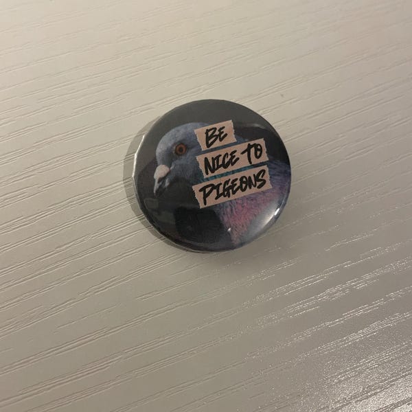 Be Nice to Pigeons Button Badge, Funny Bird Photo Collage (32mm) - Etsy