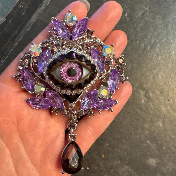 HUGE Epic Golden Topaz Eyeball Art Brooch (or Pendant With Loop) With a ...