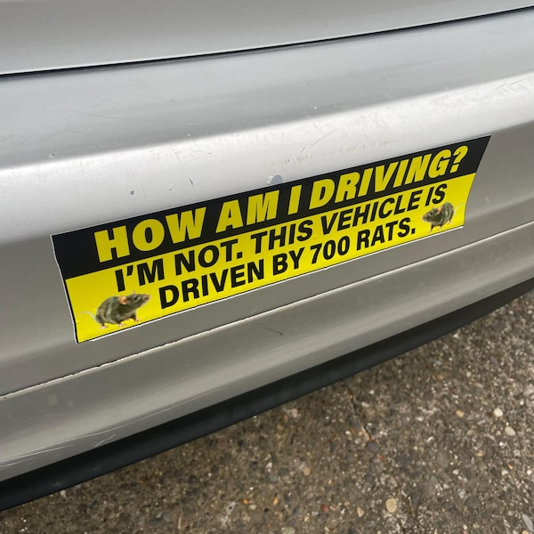 700 Rats Driving Funny Bumper Sticker, Meme Car Magnet, Waterproof ...