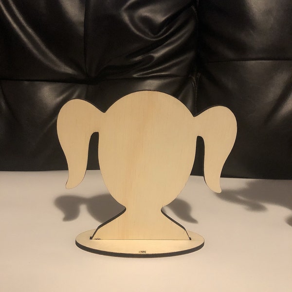 Wooden Head Stand. Child Silhouette With Pigtails. Hair Bow Displays ...