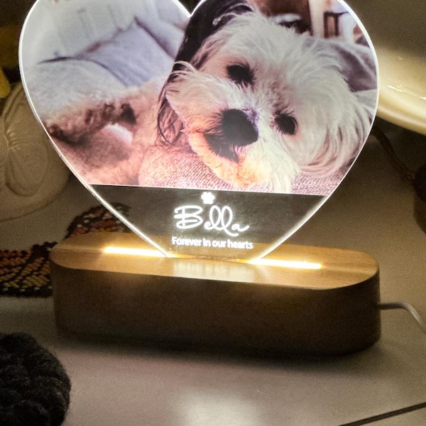 Photo Engraving Custom 3D Acrylic Night Light Personalized Bedroom LED ...