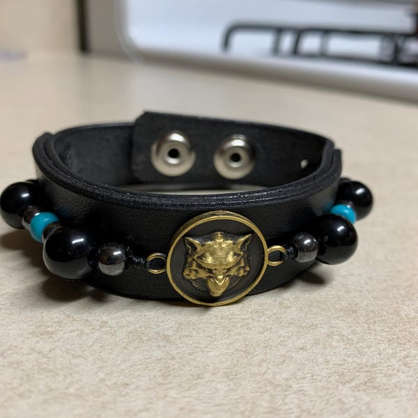 Adjustable Grief Bracelet, Handmade Leather Widow Bracelet, Wear a Ring ...