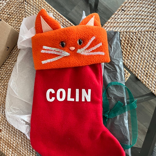 Personalised Cat Christmas Stocking: Handmade Fleece Cat Xmas Gift - Etsy