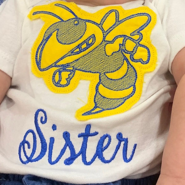 Yellow Jacket Raggy Applique Machine Embroidery Design - 4 Sizes ...