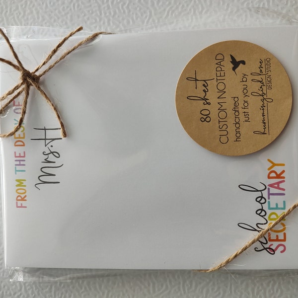School Secretary Notepad, Personalized Secretary Notepad, Gift for ...