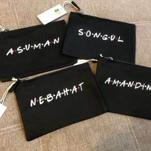 Personalized Friends Theme Cosmetic Bag With Name Cotton Canvas Tote ...