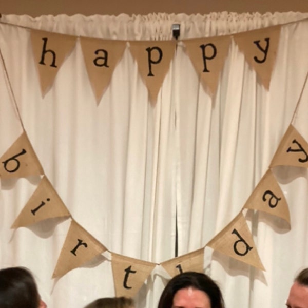 Happy Birthday Burlap Banner, Happy Birthday Bunting, Birthday ...
