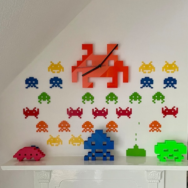 Space Invaders Inspired 2D Wall Art - Retro Wall Art - 3D Printed ...