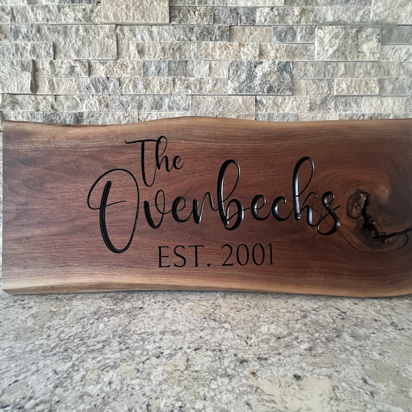 Personalized Live Edge Walnut Sign, Rustic Wedding Decor - Etsy