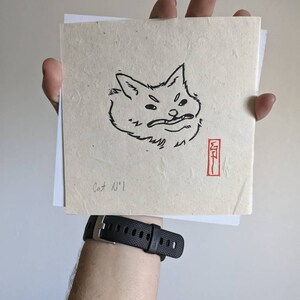 Whiny Cat minimalist Modern Linocut Print Meme Art - Etsy